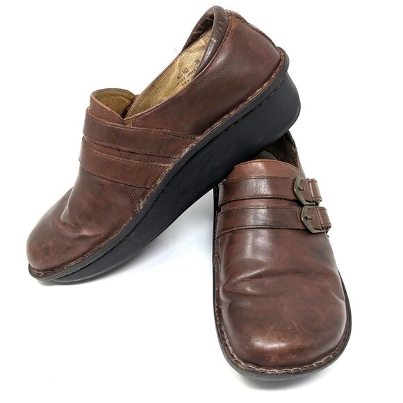 Alegria | Shoes | Alegria Cognac Brown Leather Buckle Accent Shoes ...